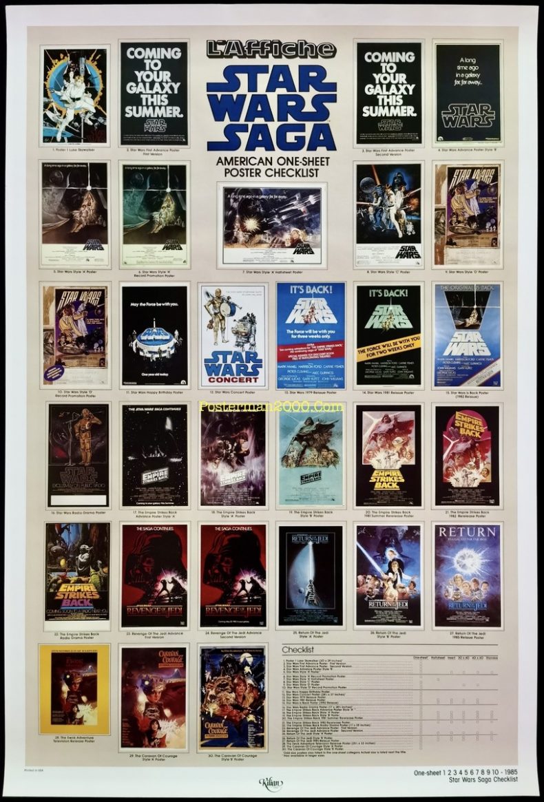 Star Wars: American One sheet Poster Checklist ไกด์ใบปิดหนัง สตาร์วอร์ส ...